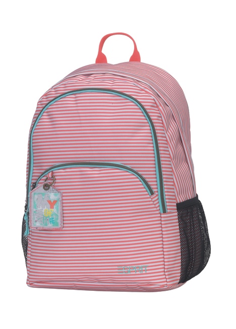 Esprit Rucksack Double Backpack Coral Stripes | Geschenkewunderland
