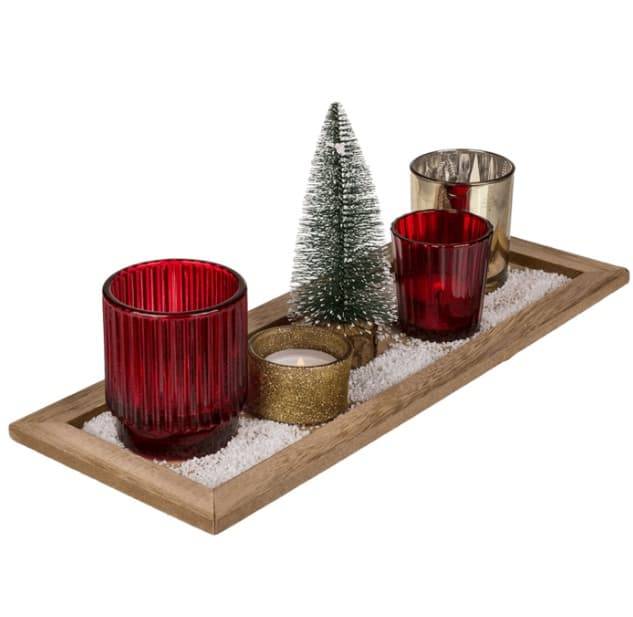 Holz Tablet mit Weihnachtsdeko - 4029811468546 | Geschenkewunderland
