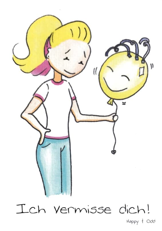 Happy & Odd Postkarte Ich vermisse Dich | Geschenkewunderland